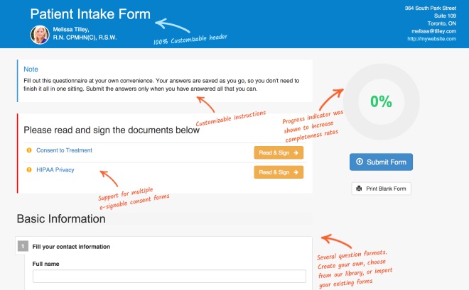 Electronic Intake Forms